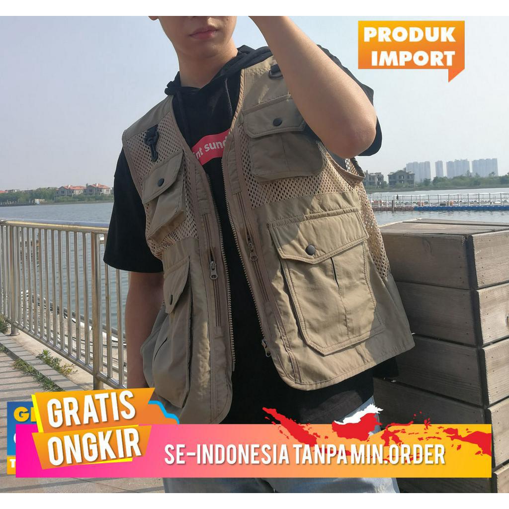 Jual vest multi-saku fotografi memancing rompi perkakas kasual rompi ...