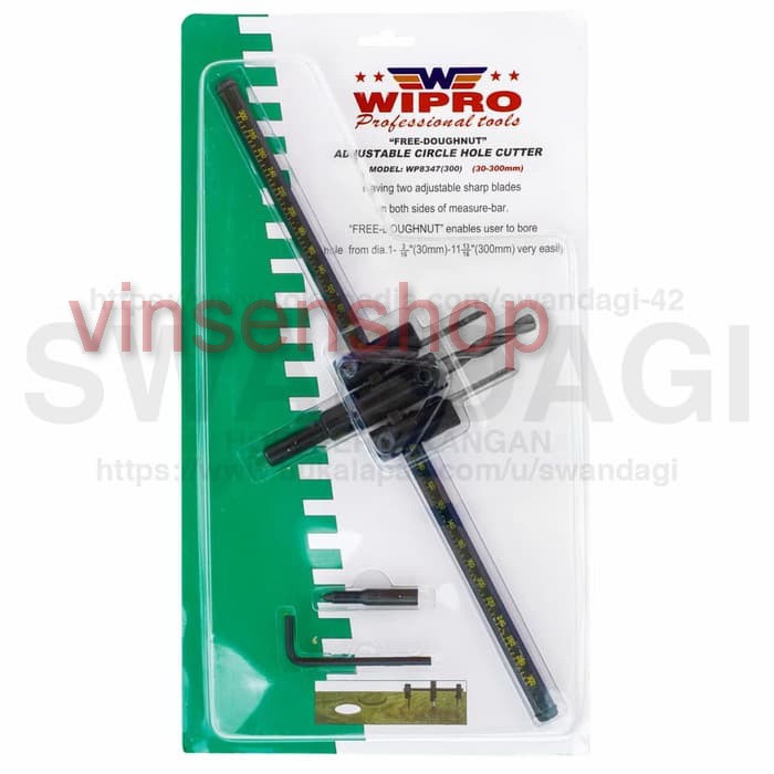 Jual WIPRO Mata Bor Kayu Jangka / Adjustable Circle Hole saw Cutter ...