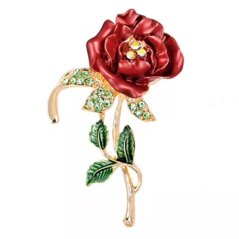 Jual Bros Bunga Mawar Warna Merah - Brooch Pin Enamel Rose Flower ...