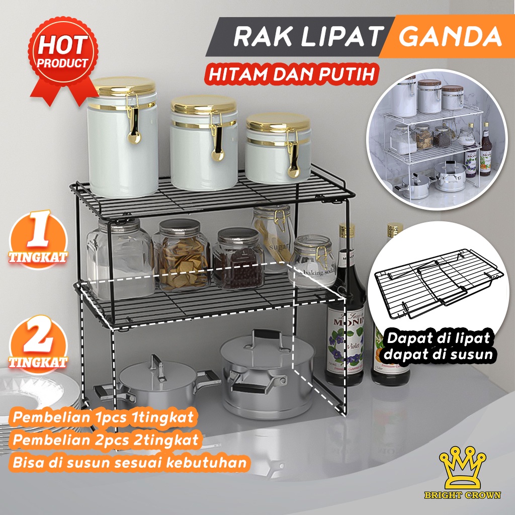 Jual Bright Crown Rak Besi Lipat Tingkat / Rak Bumbu Dapur Besi Lipat ...