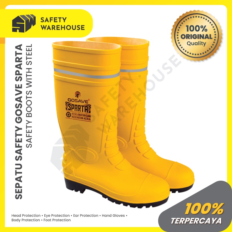 Jual Sepatu Boots Safety Rubber GOSAVE SPARTA With Steel Toe Ujung Besi ...