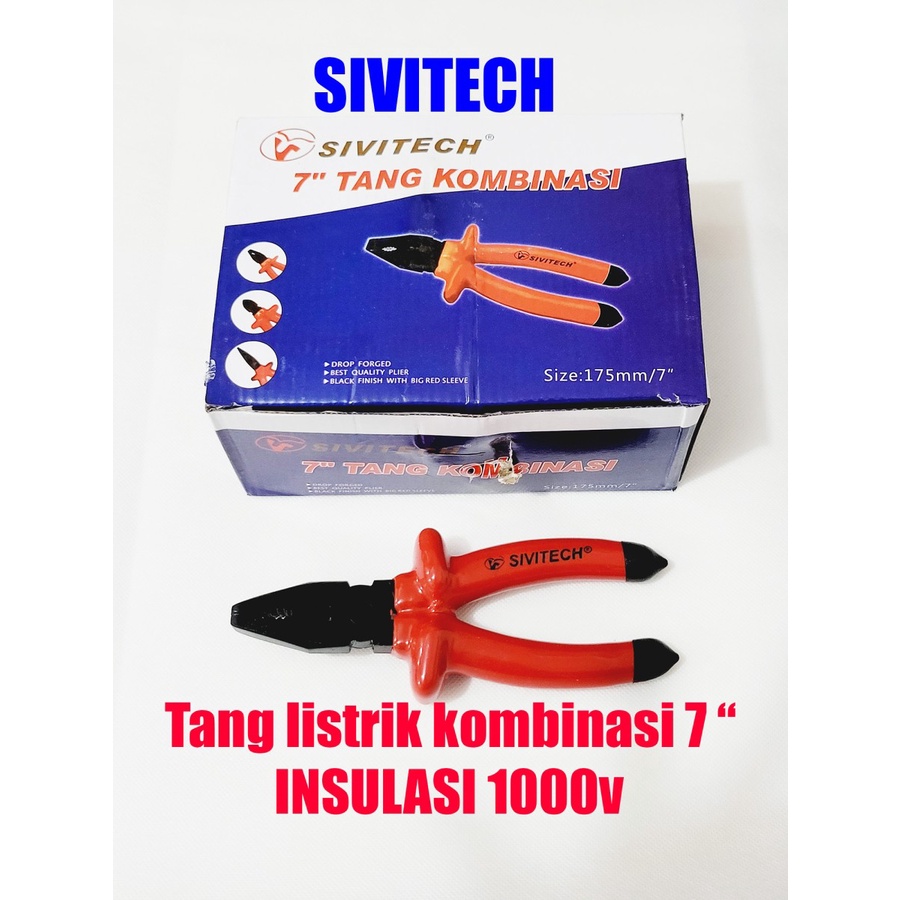 Jual Tang listrik kombinasi 7" sivitech 1000volt Insulasi Listrik Insulated | Shopee Indonesia