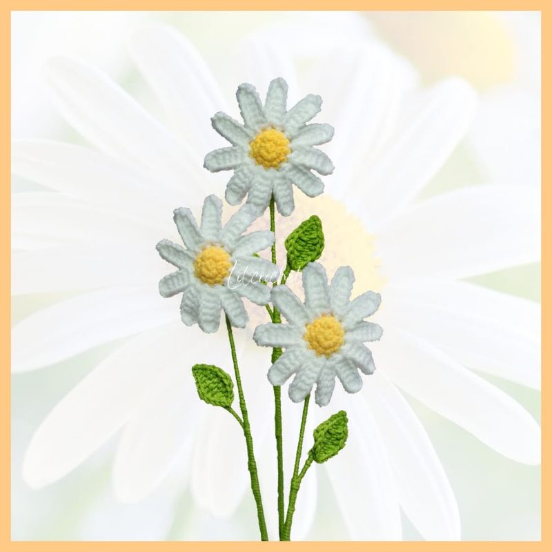 Jual Bunga Rajut Amigurumi Daisy Crochet Flower LARGE untuk bahan buket ...