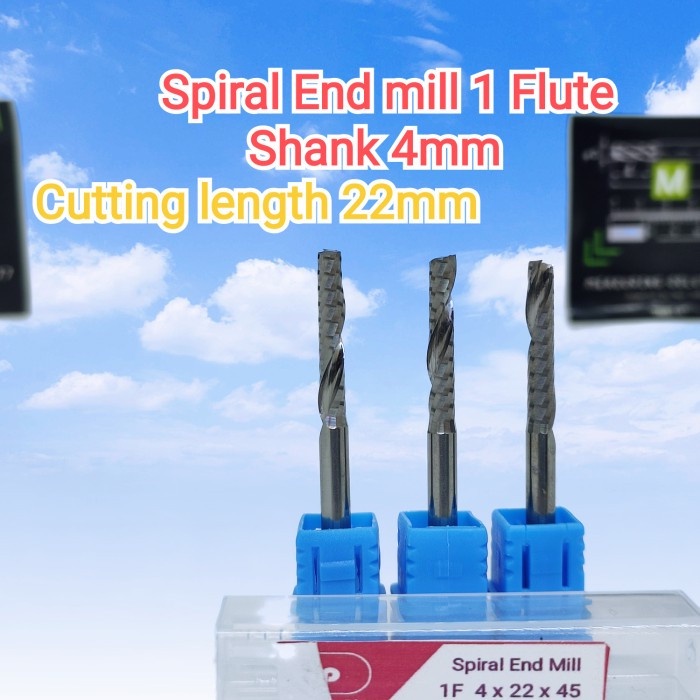Jual Endmill 1 Flute spiral 4mm cnc router bit end mill single flute 4 ...