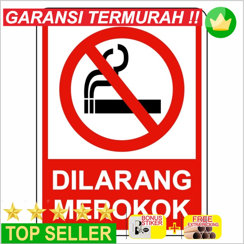 Jual Terlaris Rambu Dilarang Merokok No Smoking 45cm x 60cm Plat ...