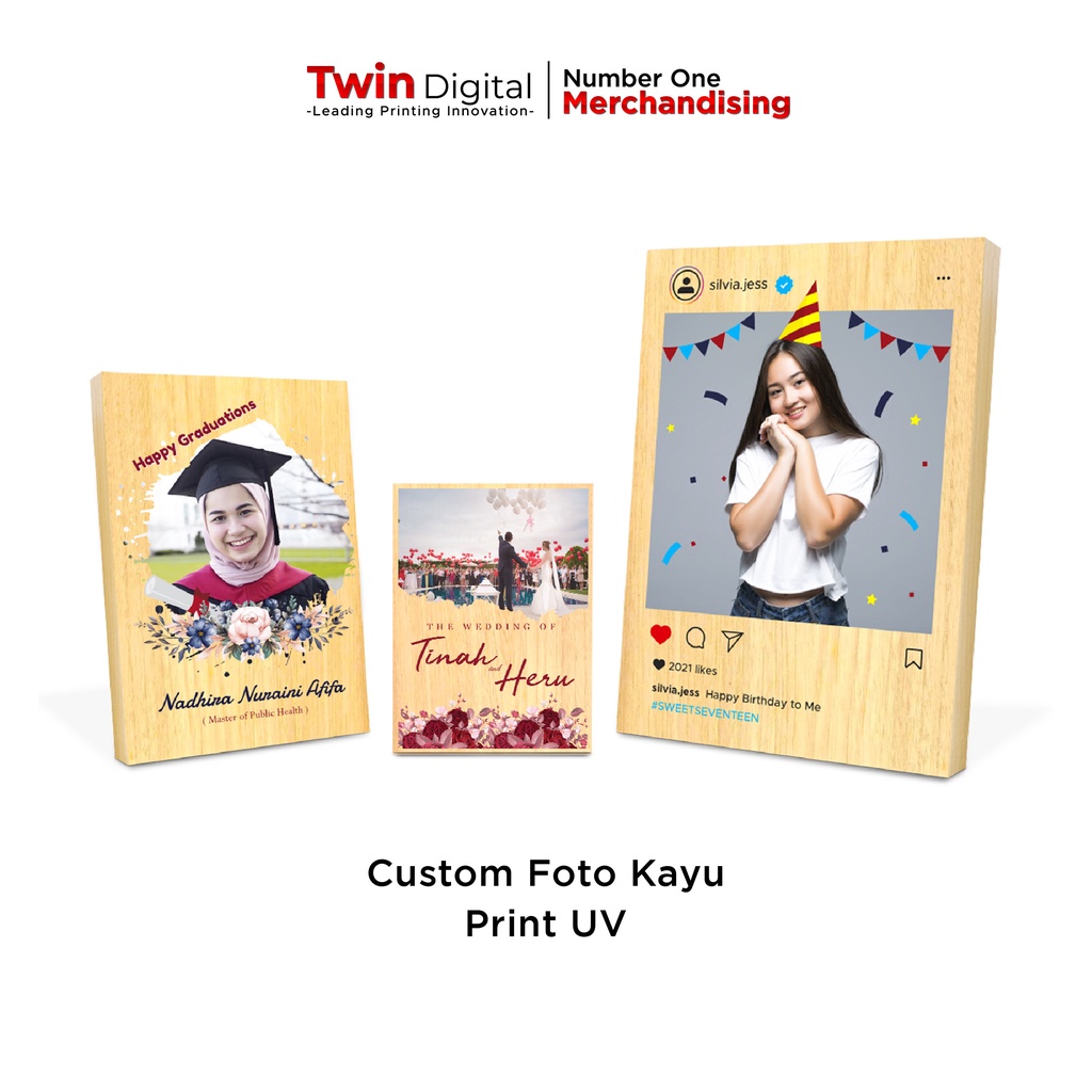 Jual Twindigital Hadiah Hiasan Custom Foto Kayu Wooden Photo Premium ...