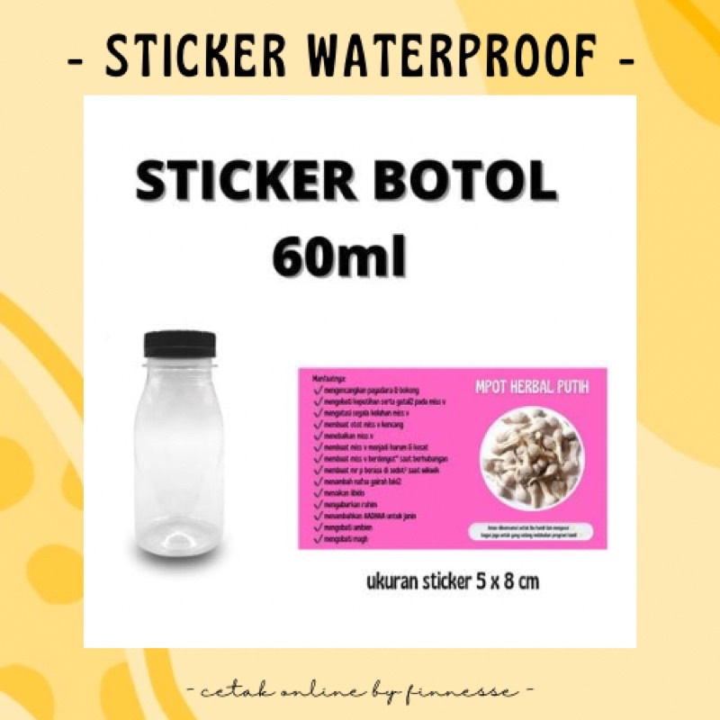 Jual STICKER BOTOL 60 ml | STCIKER BOTOL JAMU | STICKER BOTOL KECIL ...