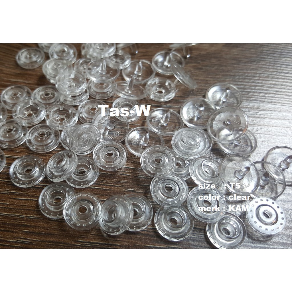 Jual Plastik snap button/kancing jepret plastik KAM CLEAR ukuran T5 (12 ...