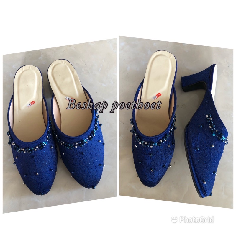 Jual wedding shoes sendal selop sepatu pengantin biru elektrik biru Bca ...