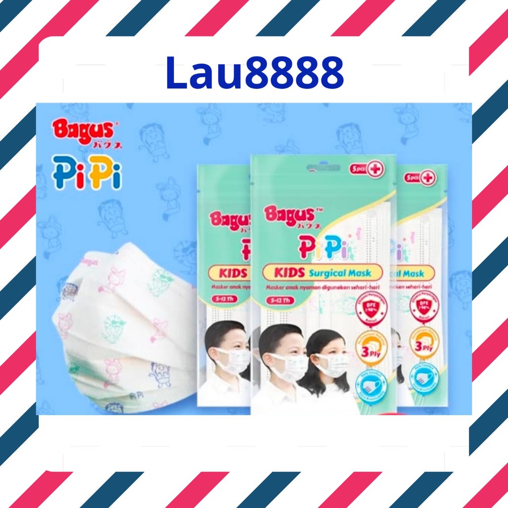 Jual Masker Bagus Surgical kids PIPI isi 5 pcs | Shopee Indonesia