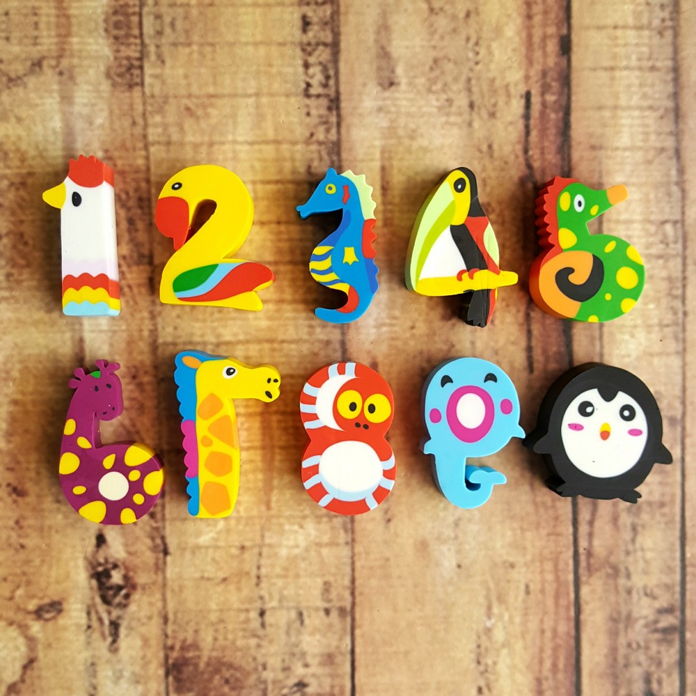 Jual Penghapus - Setip Bentuk Angka Lucu - Animal Number Eraser Amanda ...