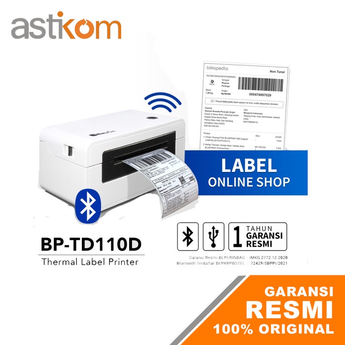 Jual Printer Barcode Thermal Label Resi A6 BLUEPRINT TD110D USB + Bluetooth | Shopee Indonesia