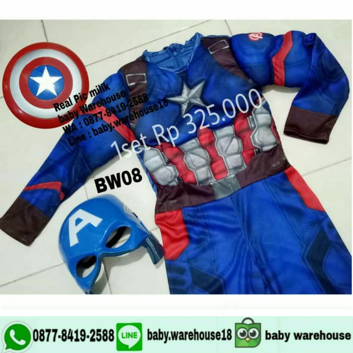 Jual Kostum kapten amerika impor 2 topeng tameng CAPTAIN AMERICA ...