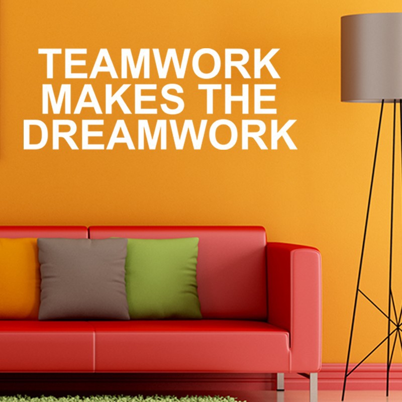 Jual Cutting Stiker Team Work Dream Work Wall Sticker Dinding Kaca ...
