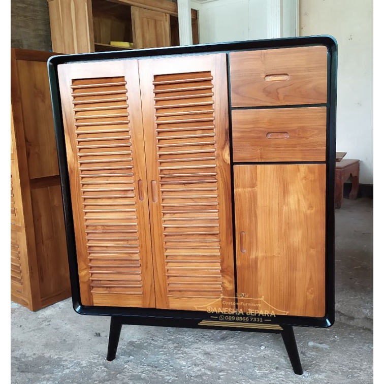 Jual lemari anak almari kosan finishing natural kayu jati solid ...