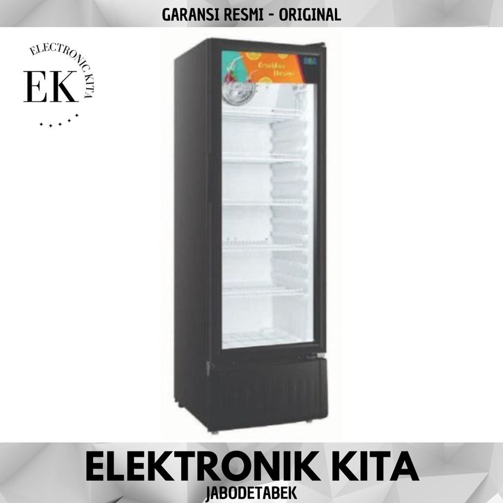 Jual SHOWCASE CHILLER KULKAS RSA 300 L HITAM LOW WATT AGATE HANDLE RODA ...