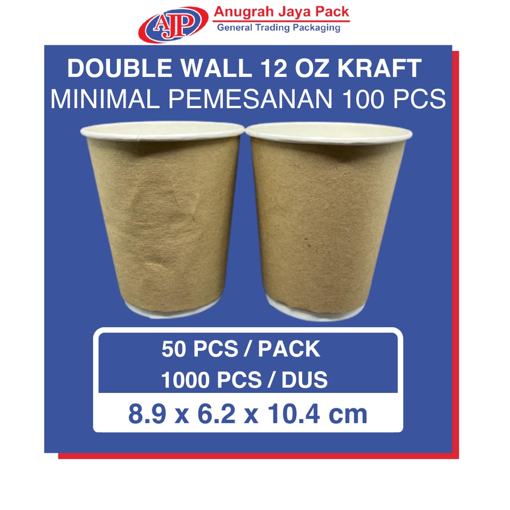 Jual Paper Cup 12 Oz Double Wall Kraft | Shopee Indonesia