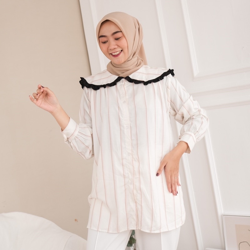 Jual Blouse Tangan Panjang Jolie Blouse Blouse liris liris | Shopee Indonesia