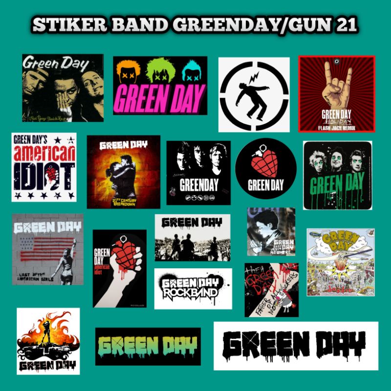 Jual STICKER BAND GREEN DAY PREMIUM ISI 12-35 PCS ANTI AIR STICKER HELM ...