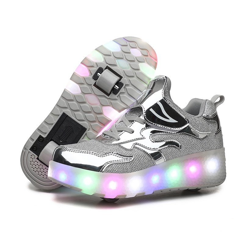 Jual Sepatu Roda 2 Heelys Helis Lampu LED Menyala Charge melarikan ri ...
