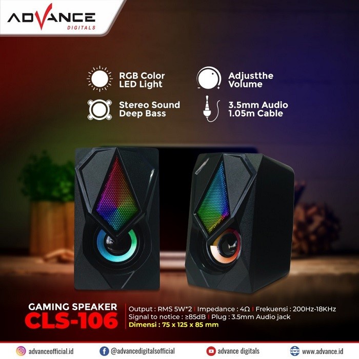 Jual Speaker Gaming Advance CLS-106 RGB | Shopee Indonesia