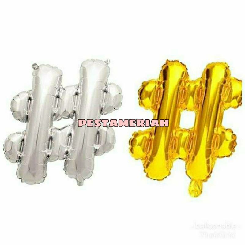 Jual BALON FOIL SIMBOL HASHTAG # / BALON FOIL SIMBOL PAGAR /BALON FOIL ...