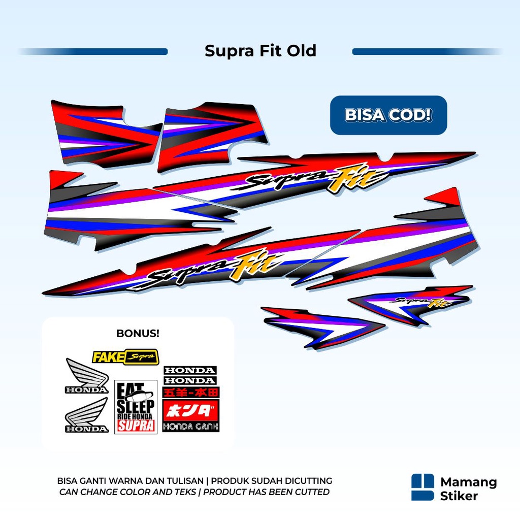 Jual Striping Supra Fit Lama Variasi (1) Racing Merah Ungu Biru Hijau ...