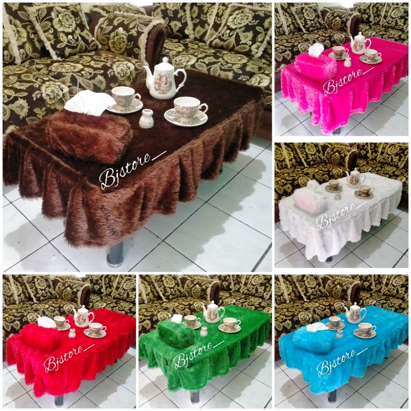 Jual Taplak Meja Rumbai Ruang Tamu + Sarung Tisu Bulu Rasfur Ukuran ...