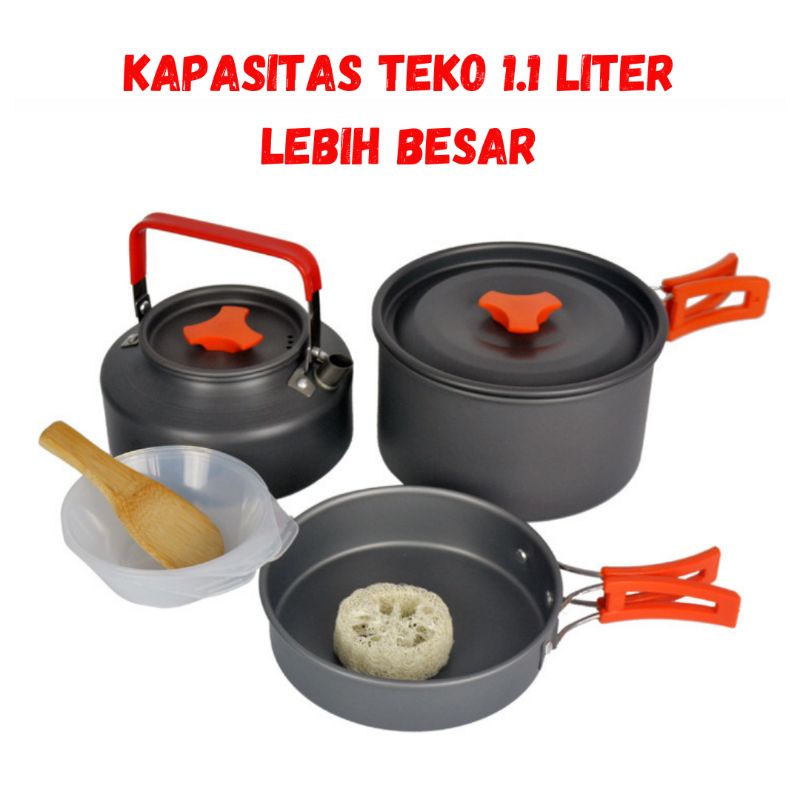 Jual Nesting Cooking Set DS 308 Alat Masak Aluminium Teflon Teko ...