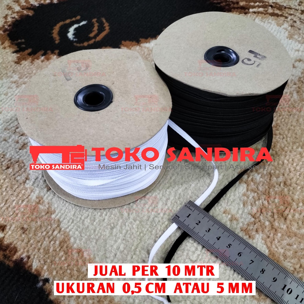 Jual 10 mtr Karet Elastis P5/karet untuk masker ukuran 5mm / karet 0 ...