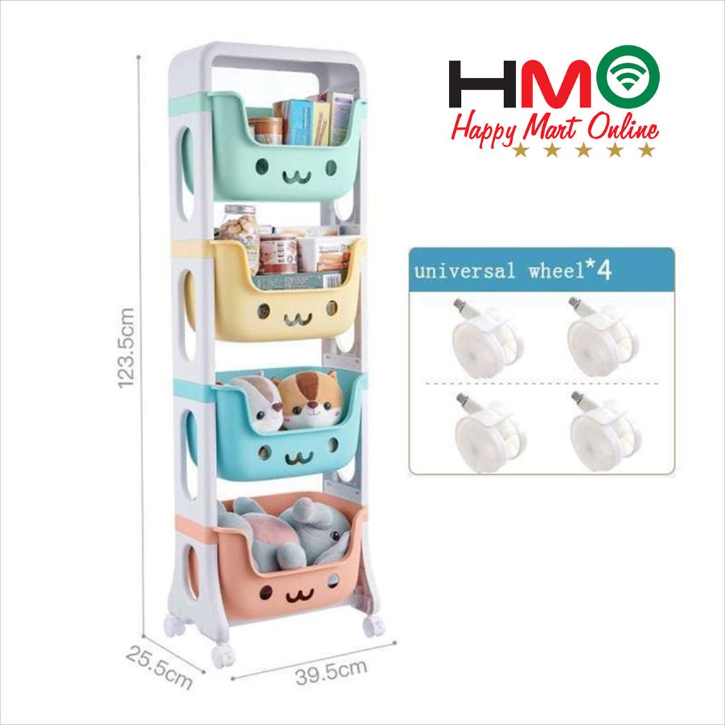 Jual Rak Mainan Anak 3 Susun 4 Susun Roda Rak Lucu Penyimpanan Mainan ...