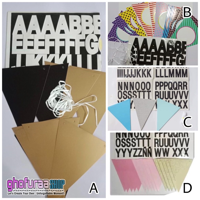 Jual Banner Custom DIY / Bunting Flag huruf Nama Kata Sesuai Keinginan ...