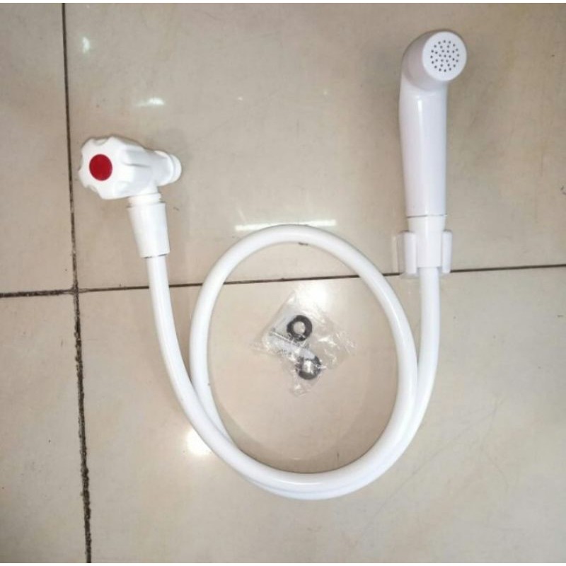Jual Paket jet shower + stop kran plastik putih / kran jet shower ...