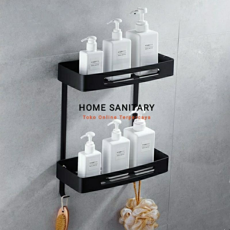 Jual RAK SABUN DATAR STAINLESS 2 SUSUN RAK SABUN HITAM TEMPAT SABUN ...