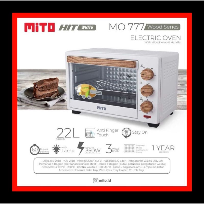 Jual MITO OVEN MO 777- Hit Electrik Oven Listrik 22 Liter Motif Kayu ...