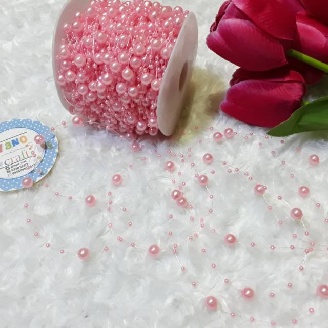 Jual Senar mutiara pink pastel, emas, silver (per meter) | Shopee Indonesia
