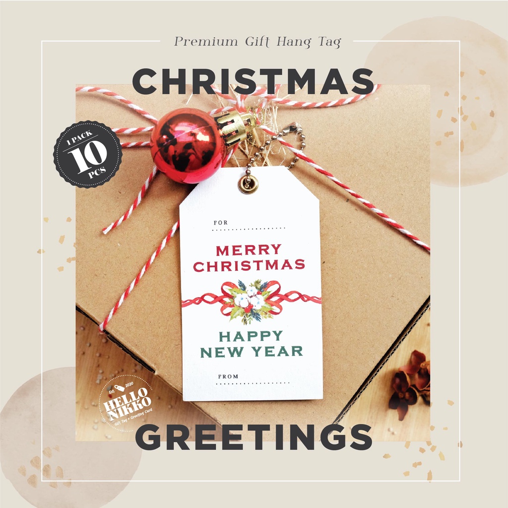 Jual Christmas Greetings Gift tag - Hang tag kartu ucapan kado sticker ...
