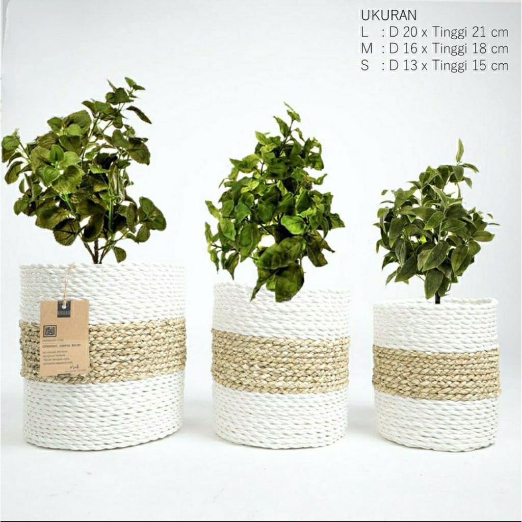 Jual Kerajinan Anyaman Seagrass Vas Bunga Aesthetic Murah 1 Set Isi 3 ...