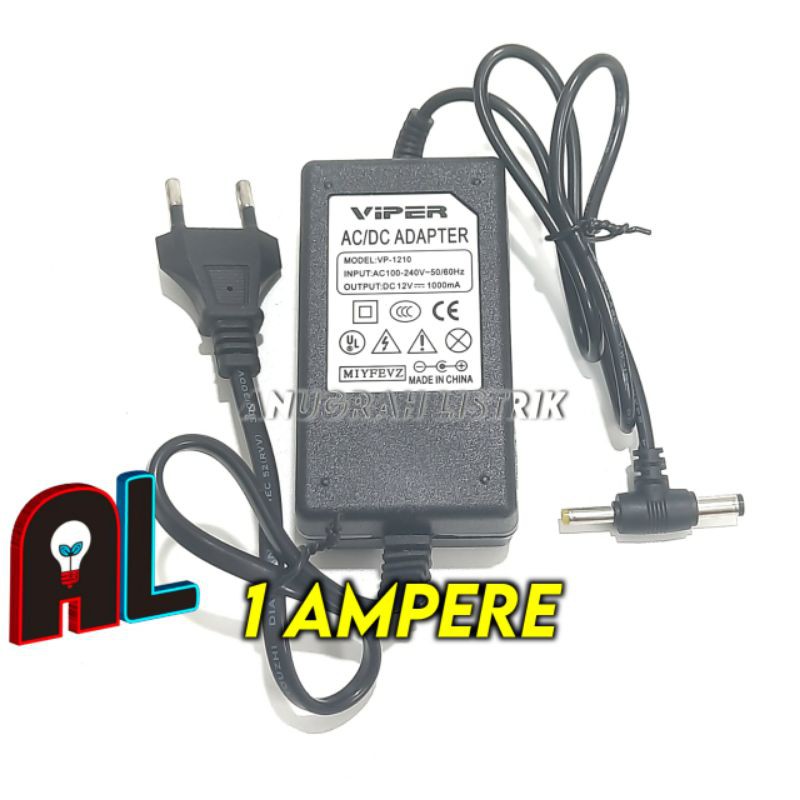 Jual VIPER Adaptor Kabel DC 12V 1A Power Supply 1 Ampere AC to DC Kabel ...