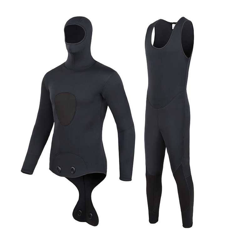 Jual Men's 3MM Neoprene Wetsuit Scuba Diving Suit Two-Piece With Hood ...