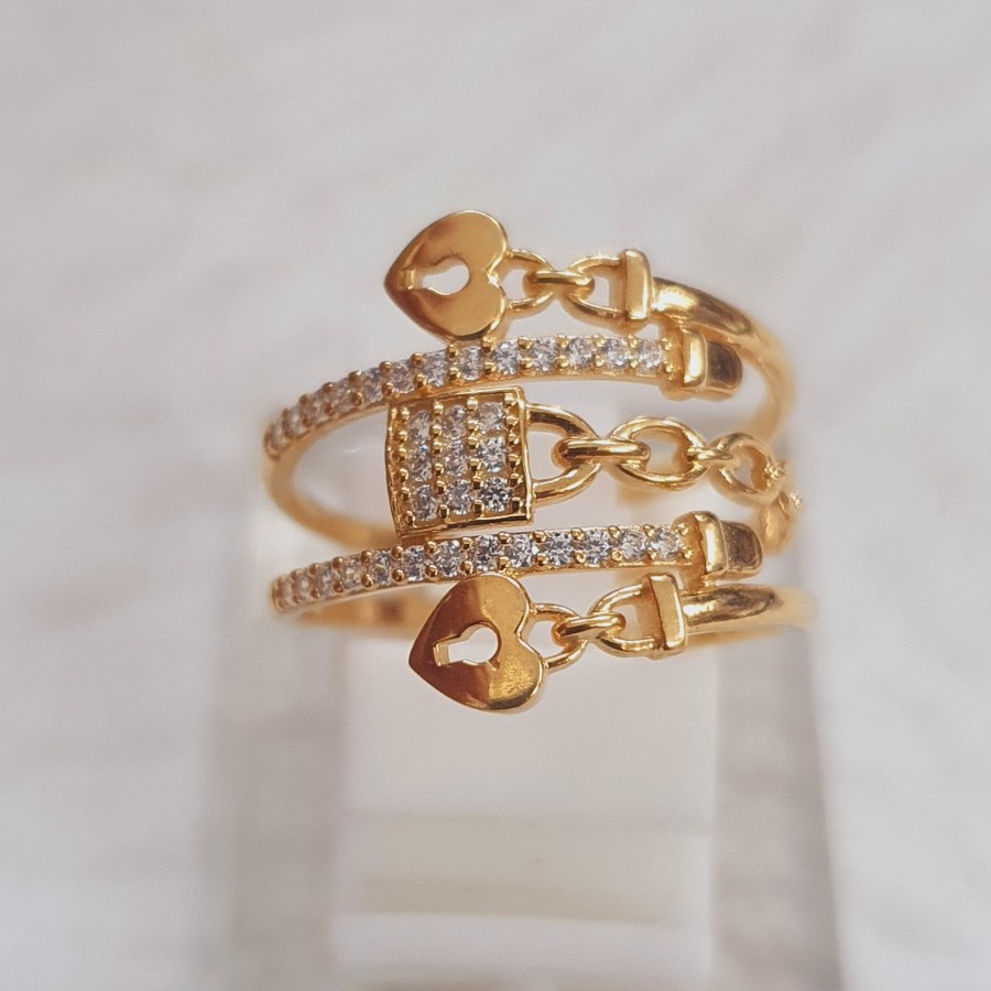 Jual cincin model tumpuk lock love ad mata variasi emas 70 % 70% 700 ...