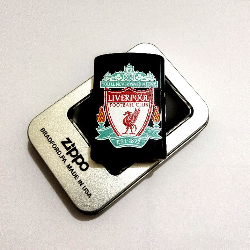 Jual Korek api Zippo matte black UV print logo LIVERPOOL - Bisa request ...