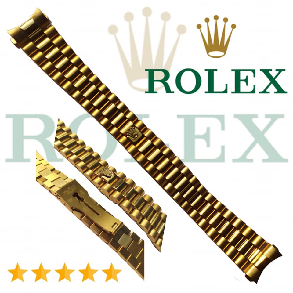 Jual Strap Rantai Jam Tangan Rolex Presindent Gold 20mm | Shopee Indonesia