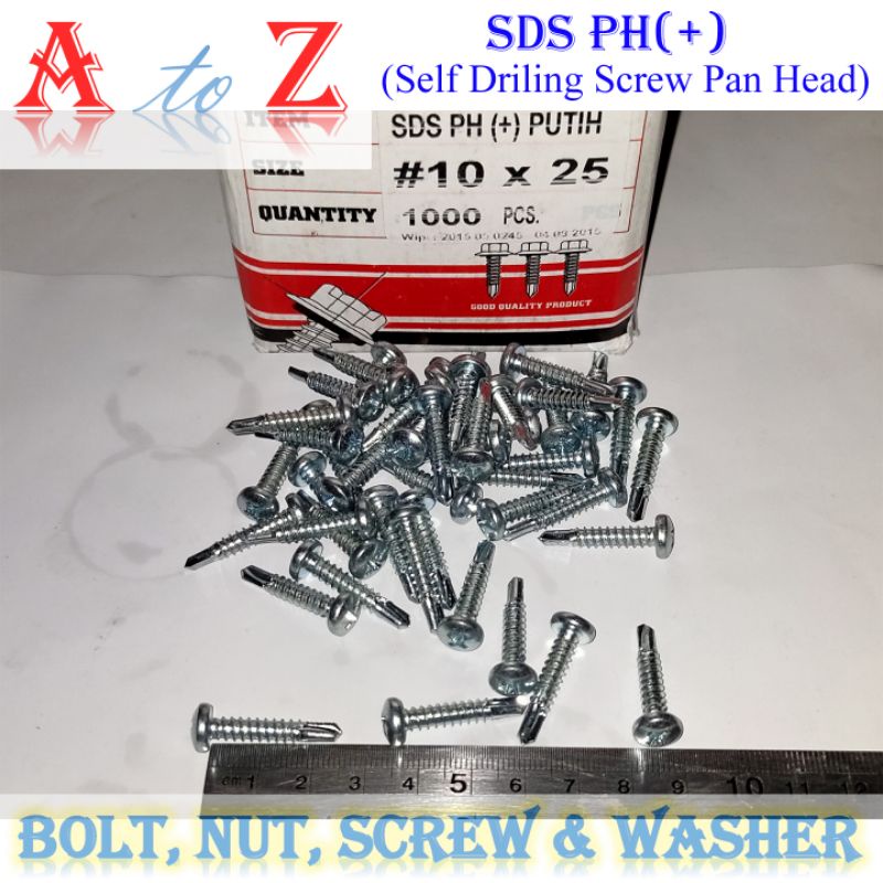 Jual SDS PH (+) 10 x 25 mm (1 kotak)/self drilling screw pan head 10x ...