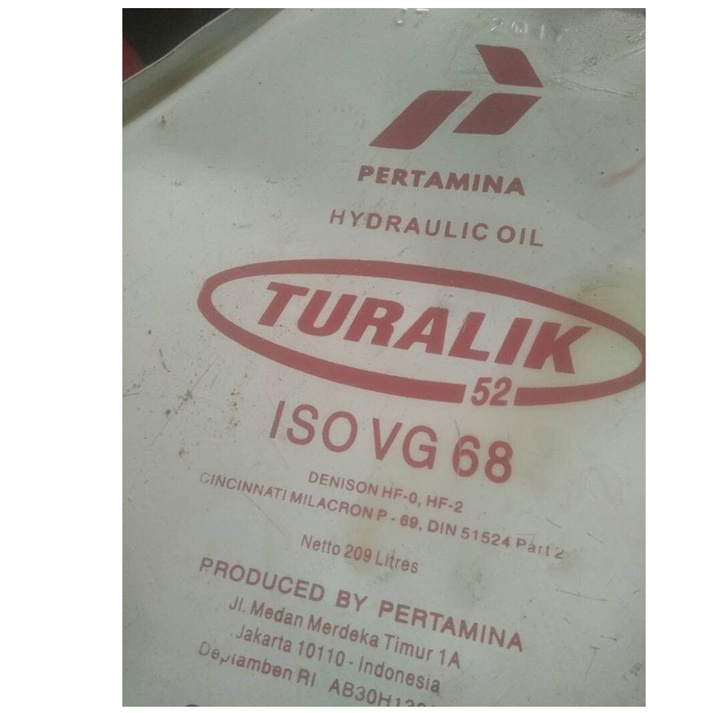 Jual OLI PERTAMINA TURALIK 52 ISO VG-68 / OLI 10 HIDROLIK / OLI DRUM ...