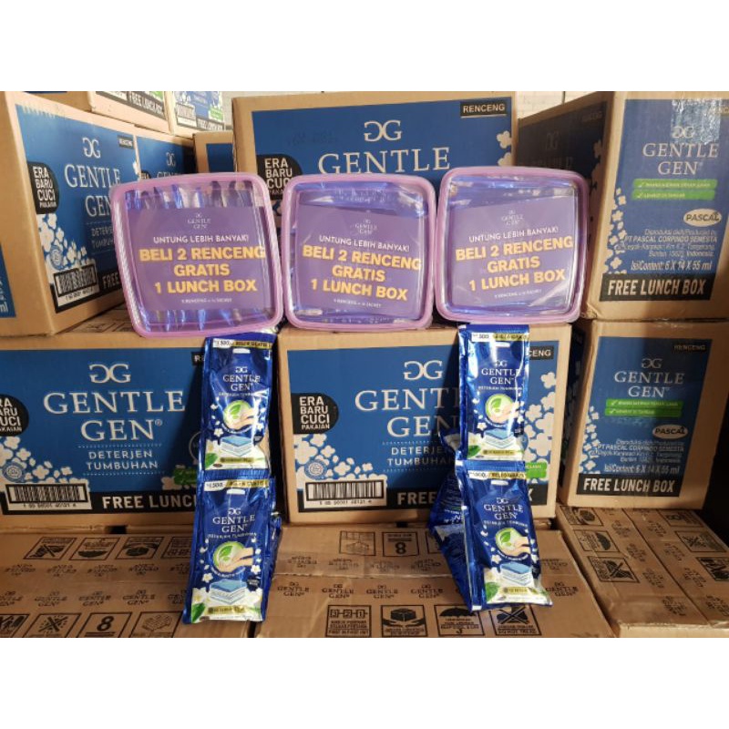 Jual Deterjen Gentle Gen Cair Sachet 55 ml Free Lunch Box | Shopee ...