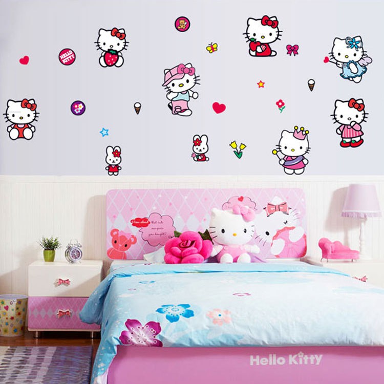 Jual RELIZA WALL STICKER HELLO KITTY KARTUN ANAK KIDS ANIMASI STIKER ...