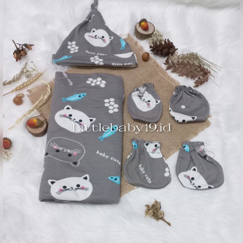 Jual SET Bedong Bayi Topi Motip PREMIUM SNI - Bedong Topi Sarung Tangan ...