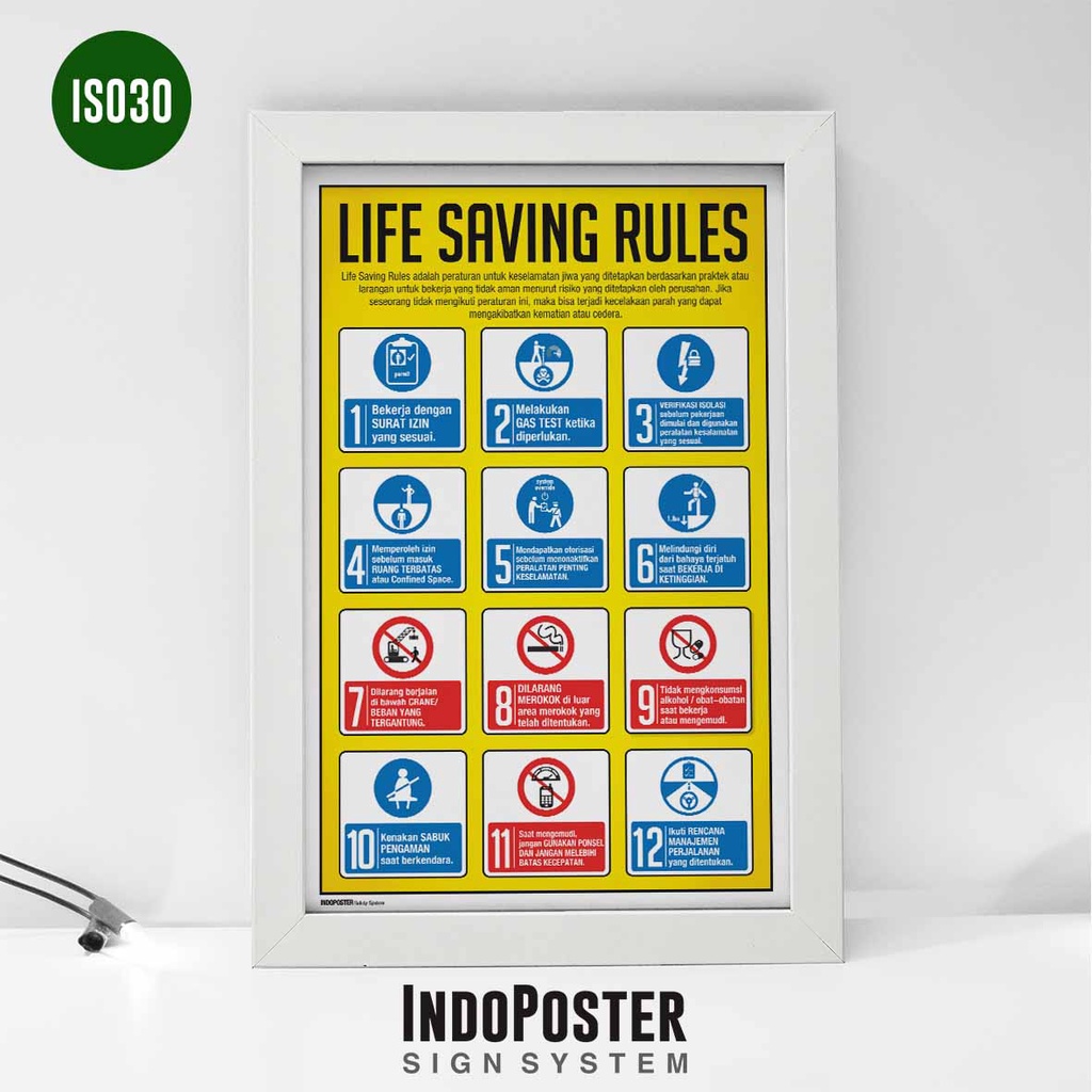 Jual Poster Safety K3 Aturan Keselamatan Kerja Life Saving Rules A3 ...