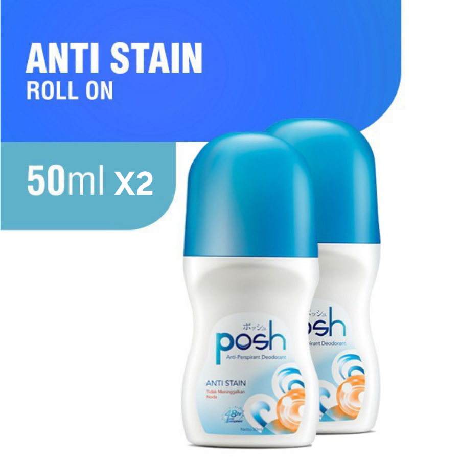 Jual Posh Anti Stain Deodoran Roll On 2 x 50 mL | Shopee Indonesia